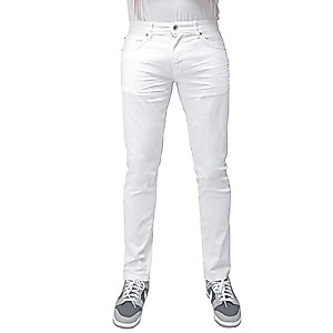 RAW X Mens Distressed Jeans, Fashion Destroyed Distressed Washed Denim Pants Skinny Jeans for Men, White - 90011, 30W x 32L