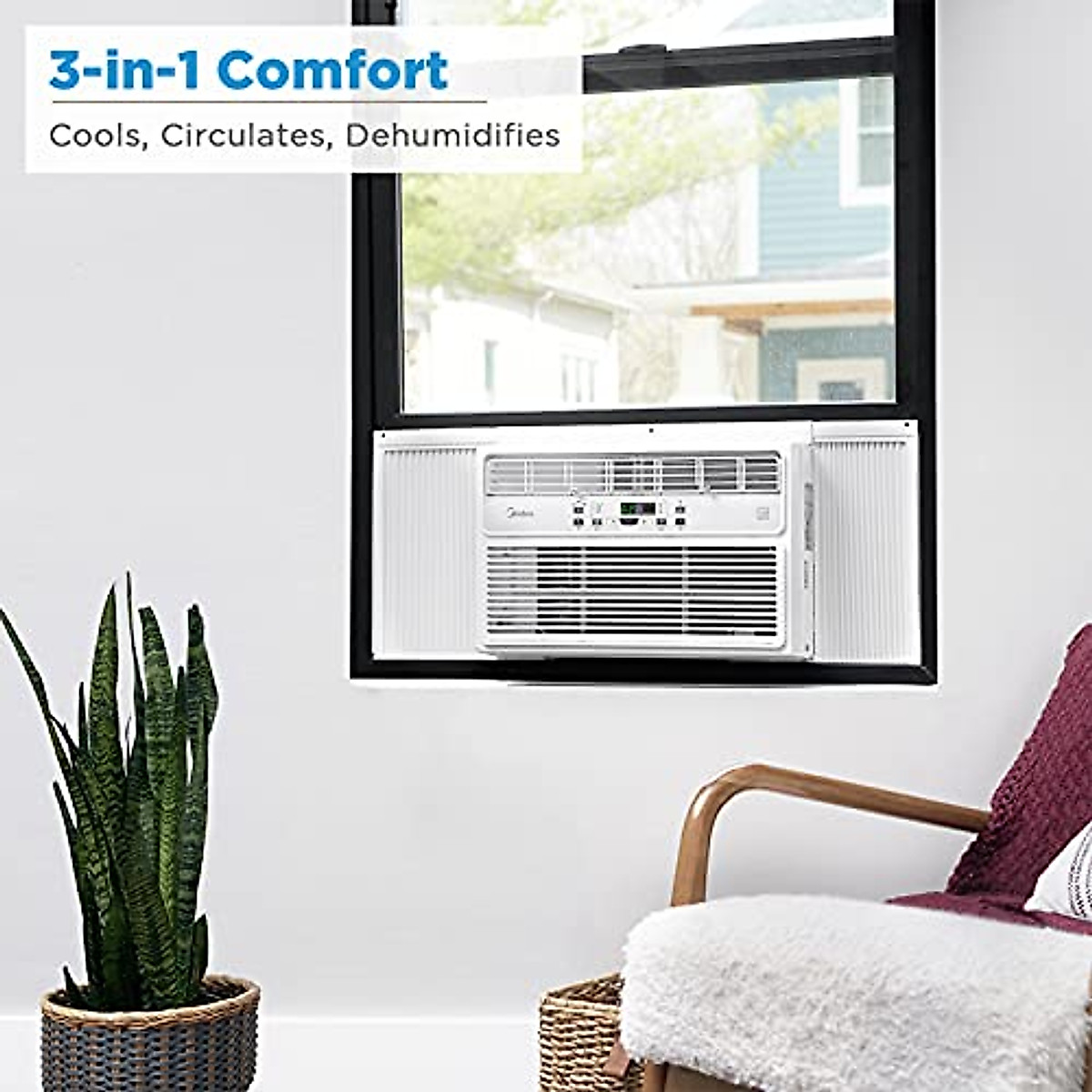 Midea 8,000 BTU EasyCool Window Air Conditioner, Dehumidifier and Fan - Cool, Circulate and Dehumidify up to 350 Sq. Ft, Reusable Filter, Remote Control, White