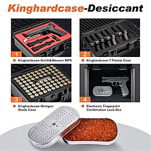 Kinghardcase Pistol/Gun/Ammo Case Safe Dehumidifier Silica Gel with Rechargeable Beads, Compact Design and Various Sizes for Vault Humidity Control and Rust Prevention (2pcs)