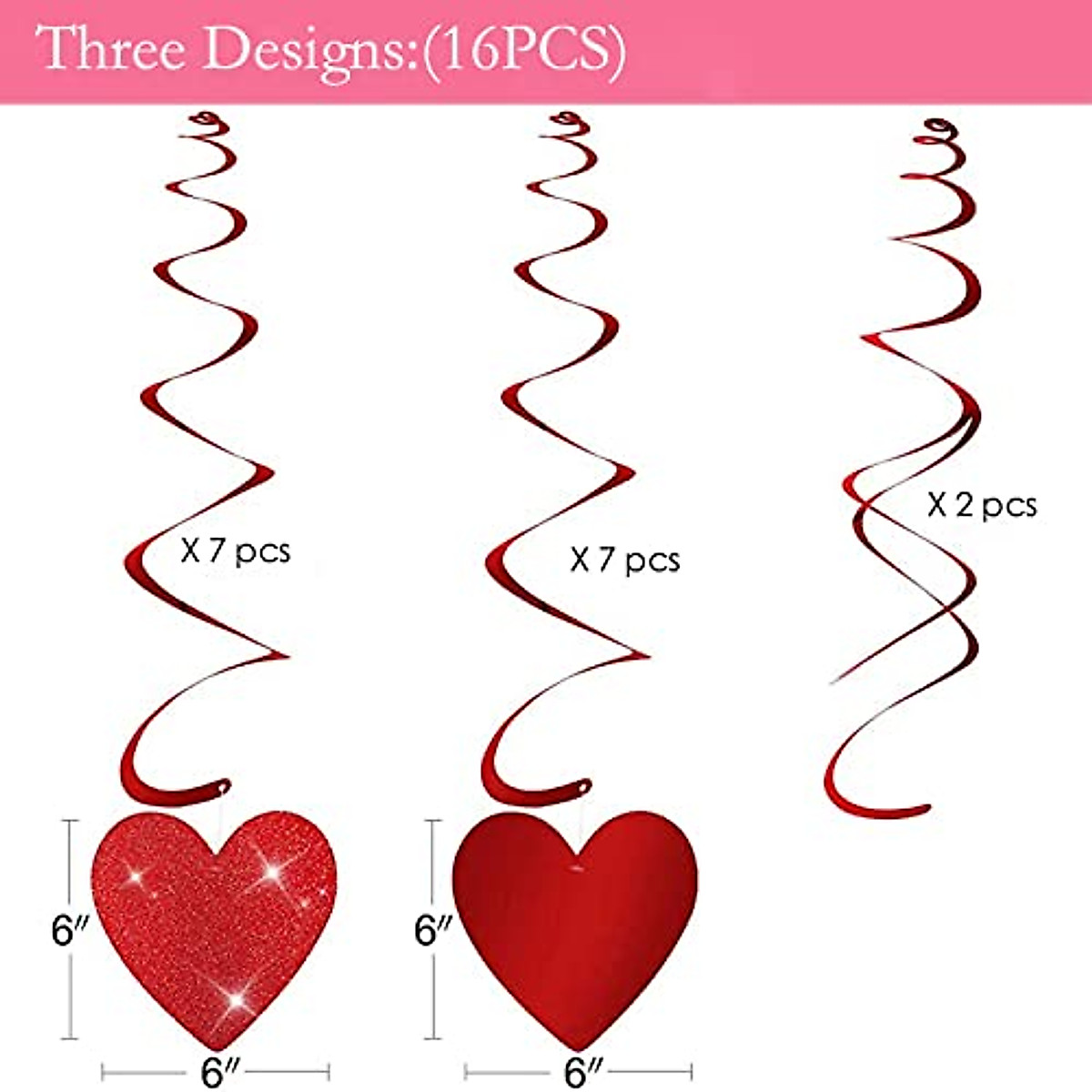 Mocossmy Valentine's Day Red Heart Hanging Decoration Set,Burlap LOVE Banner&16 Pack Glitter Red Heart Hanging Swirls Ceiling Streamers for Mother's Day Date Engagement Wedding Anniversary Party Supplies Decoration