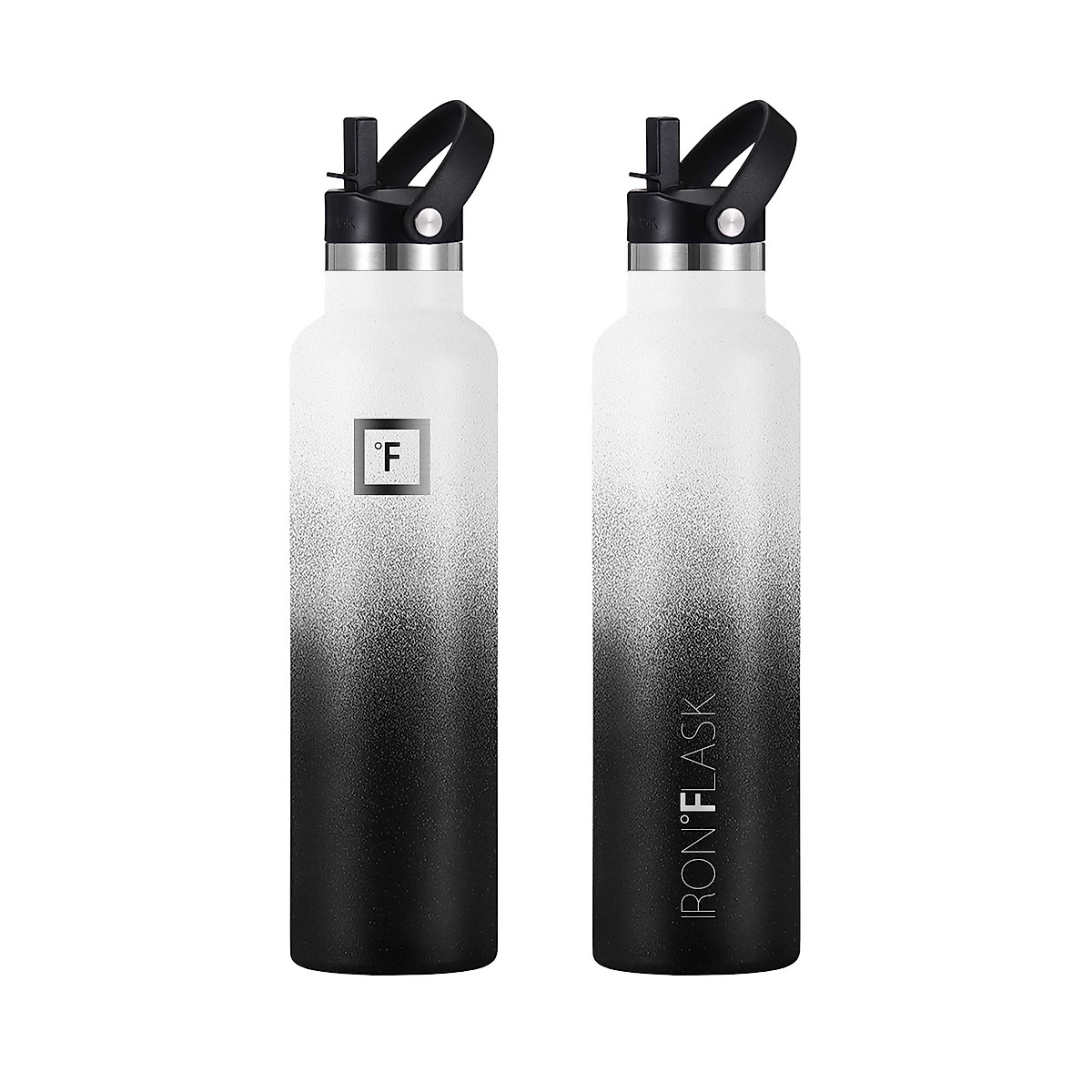 IRON °FLASK Sports Water Bottle - 3 Lids (Narrow Straw Lid) Leak Proof Vacuum Insulated Stainless Steel - Hot & Cold Double Walled Insulated Thermos, Durable Metal Canteen - Day & Night, 24 Oz