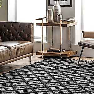 nuLOOM Jinny Moroccan Wool Tasseled Area Rug, 4x6, Dark Grey
