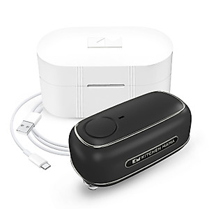 Kitchen Mama Orbit One Rechargeable Can Opener: Hands-Free Operation, Type-C Charging, Automatic Shut-Off, Smooth Edge, Professional-Grade Blade for Large Cans, Includes Elegant Storage Box (Black)