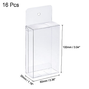 MECCANIXITY Plastic Retail Boxes 1.2"x2.4"x3.9" (30x60x100 mm) Gift Box Protecting Film for Christmas, Wedding, Party Wrapping Clear Pack of 16