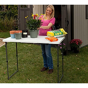 Lifetime Height Adjustable Craft Camping and Utility Folding Table, 4 Foot, 4'/48 x 24, White Granite