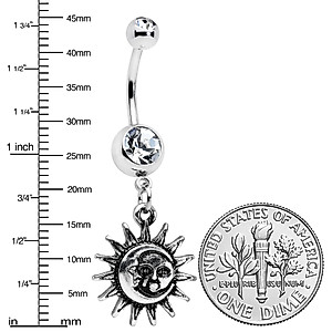 Body Candy Sun Meets Moon Celestial Dangle Belly Ring