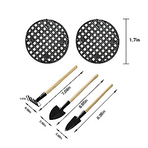 HUOMUSIR (10-Inch 2-Piece Set + 2 Drainage Filters + 3-Piece Garden Tool Set + Plant Transplanting Pad) Water Glaze Blue Succulent Platter Bonsai Tree Ceramic Flower Pot Handmade (Without Plants)