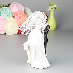 SCHOLMART Wedding Cake Toppers Bride and Groom, Wedding Party Cake Topper Figurines, Bridal Shower Decorations, Anniversary Party Cake Topper (Cheerful Bride & Groom) (With Veil)