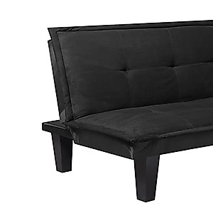 FANYE Modern Futon Sofa Convertible Sleeper Couch Bed, Soft Loveseat & Sofabed for Home Office Apartment Small Space Living Room Napping,Armless Love Seats W/Recliner Backrest,No Pillow, Black
