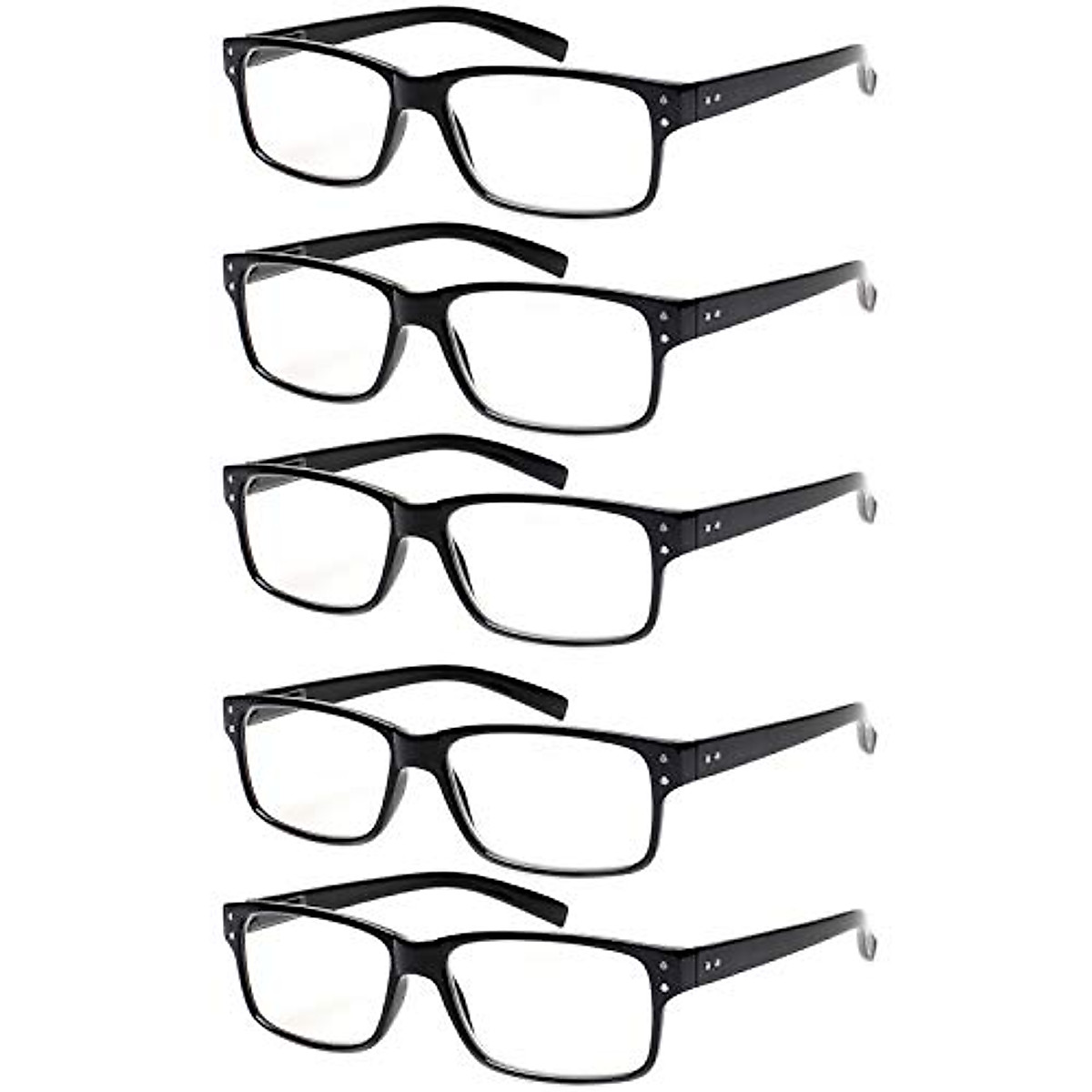 NORPERWIS 5 Pair Reading Glasses Quality Lightweight Blue Light Blocking Eyeglasses with Spring Hinge Readers for Women Men (5 Pack Black-1, 1.50)