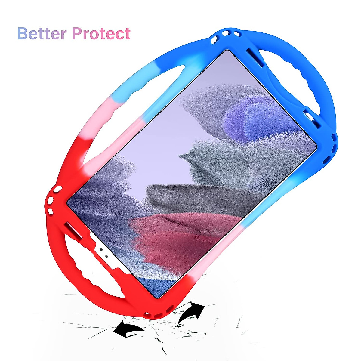 TopEsct Kids Case for Samsung Galaxy Tab A7 Lite 8.7 Inch 2021, Lightweight Kid-Proof Cover with Kickstand & Three Handles and Strap for Galaxy Tab A7 Lite 8.7 Inch (SM-T220/T225) (Red and Blue)