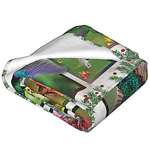 Hummingbird Blanket Bird Throw Blanket Soft Fleece Flannel Bedding Hummingbirds Gifts for Men Boys Women Girls Lovers Adults Stuff Plush for Couch Sofa Bed Room Decorl 40"X50"