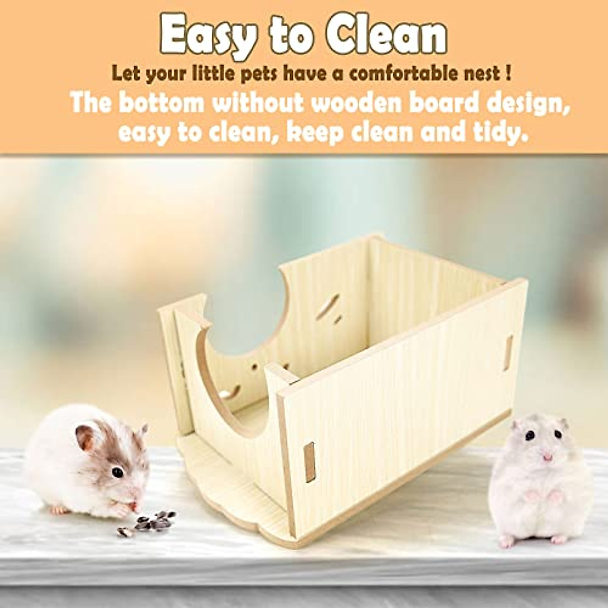 kathson Hamster Hideout Wooden Dwarf Hamster House Cute Syrian Hamster Hideout Hamster Sleeping House Detachable Handmade Hamster Hut Hide