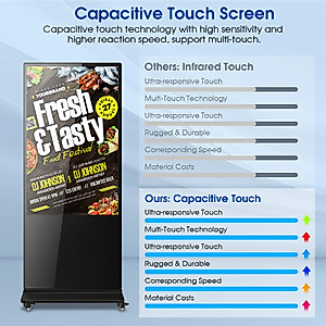 antfraer 55INCH Digital Signage Floor-Standing 4K Digital Signage Kiosk, Touch Screen Totem for Indoor LCD Advertising Display, Android 11.0 OS with WiFi & UHD Inputs Digital Signage Displays