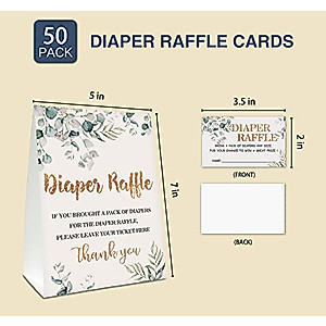 Yuansail Diaper Raffle Tickets For Baby Shower, Plant Themed Cards, Party Favors For Baby Showers Game Cards,1 Sign & 50 Cards Per Pack – (bb005-niaobu)