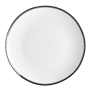 10 Strawberry Street Café Stripe 16 Piece Coupe Dinnerware Set, Black