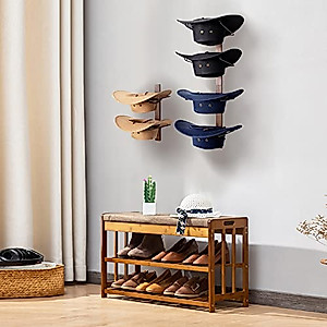 JILLMO Cowboy Hat Rack, Cowboy Hat Holder, 6 Pieces Hat Rack for Cowboy Hats with Wooden Board, Metal Hat Holder Organizer for Hat Collection
