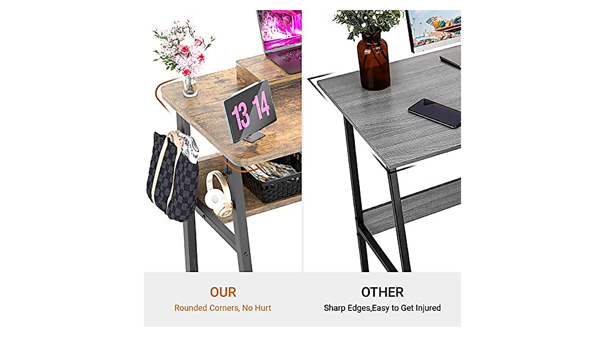 Ergonomic Computer Desk with Adjustable Monitor Stand