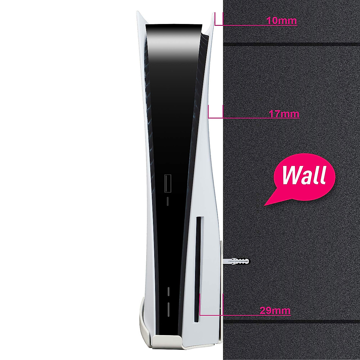 PETIMETI Wall Mount Stand Holder For PS5, Playstation 5 Mount with Ventilation Hole and Space Saving