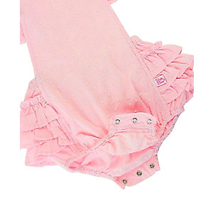 Pink Swiss Dot Flutter Overall Romper - 6-12m