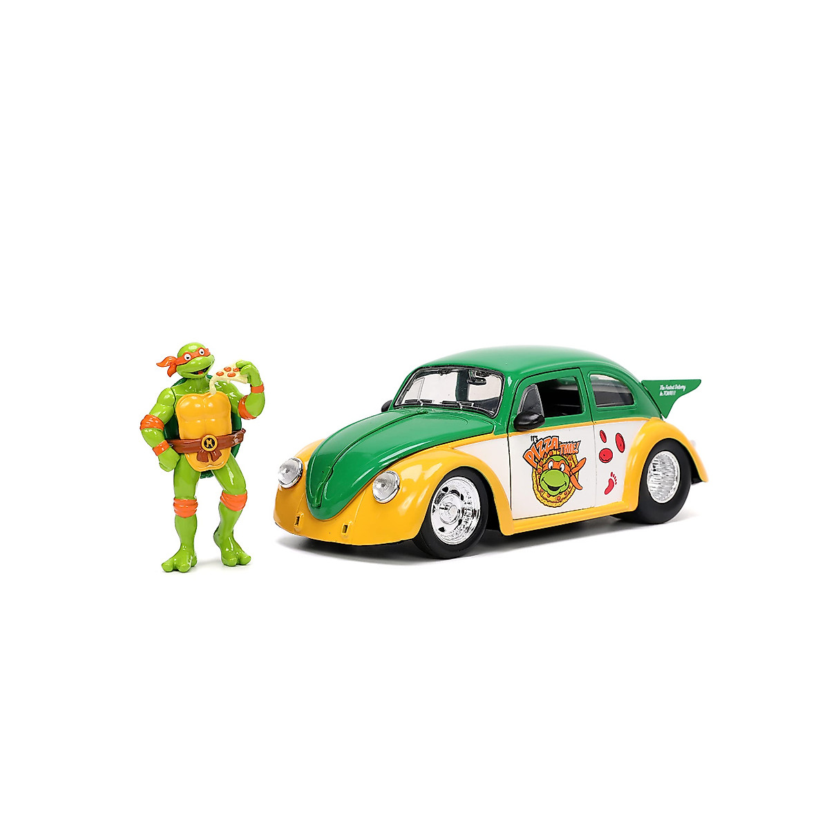 Jada Teenage Mutant Ninja Turtles 1:24 1959 Volkswagen Drag Beetle Die-cast Car & 2.75" Michelangelo Figure, Toys for Kids and Adults (33741)