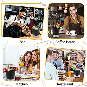 Straw Holder for Countertop, 3 Grid Stainless Steel Straw Dispenser Drinking Straw Dispenser Coffee Stirrers Holder Forks Spoon Organizer for Coffee Bar Kitchen Party