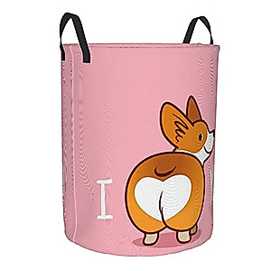 FeHuew I Love You Corgi Bun Collapsible Laundry Basket with Handle Waterproof Fabric Hamper Laundry Storage Baskets Organizer Large Bins for Dirty Clothes,toys,Bathroom