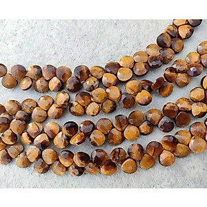 Natural Tiger Eye Gemstone Heart Faceted Beads 5-6mm 7 inch Long String Jewelry Making Gemstone Beads for Necklace Bracelet