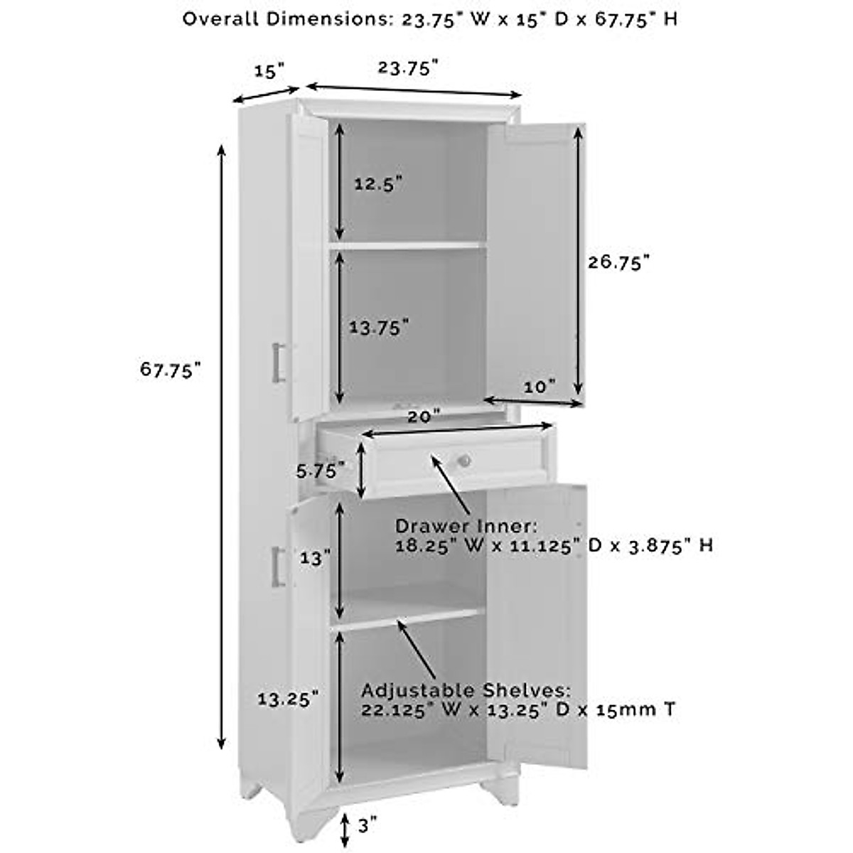 Crosley Furniture Tara Pantry, Distressed Gray