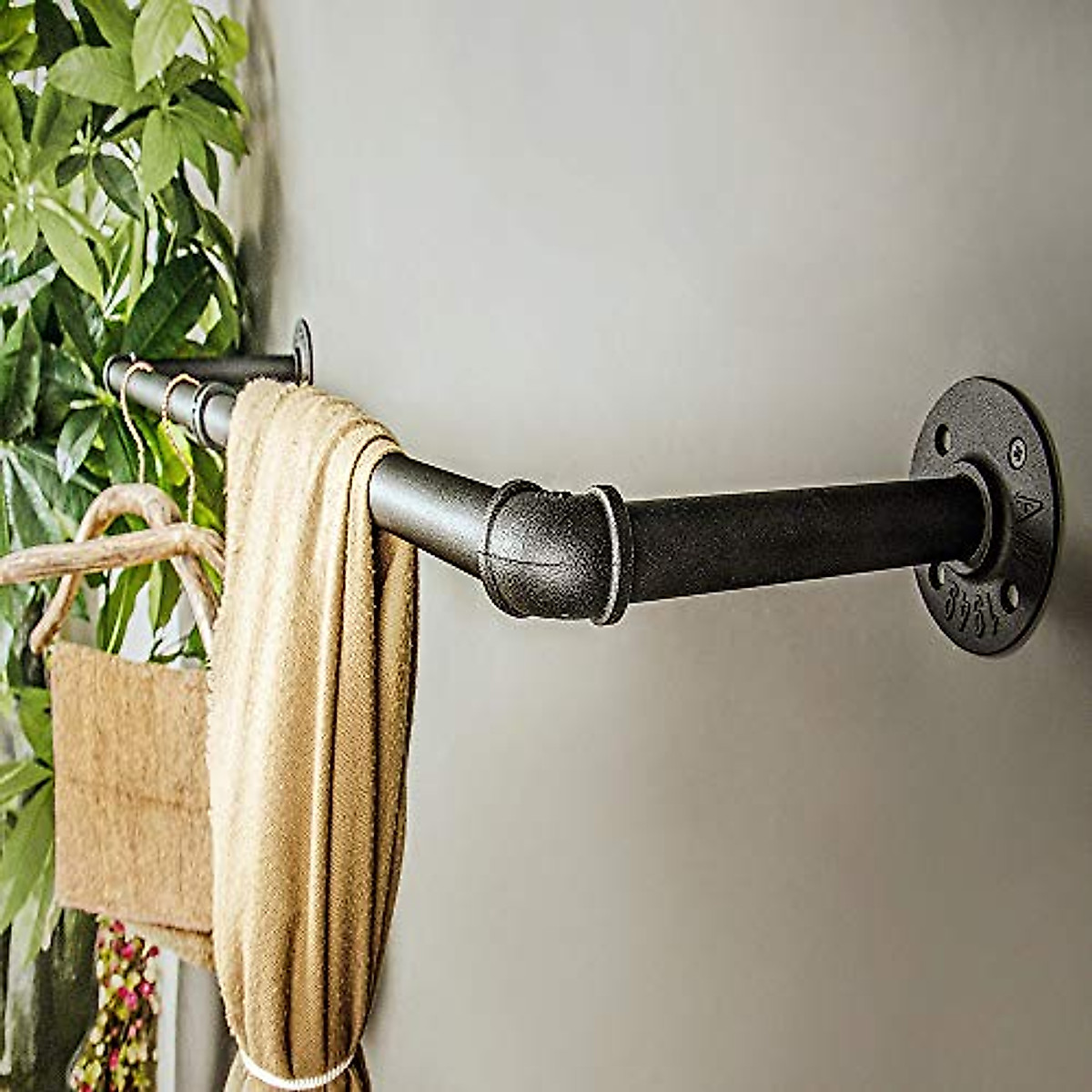 SERENITA Industrial Pipe Clothing Rack 37" Heavy Duty Black Iron Pipe Clothing Garment Hanging Rod Bars. Wall Mounted. Closet Laundy 1 Piece