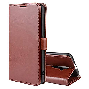 HualuBro Oppo Reno2 Z Case, Retro PU Leather Wallet Flip Folio Shockproof Phone Case Cover with Card Slots for Oppo Reno2 Z / Reno2 F/Reno 2Z / Reno 2F - Brown