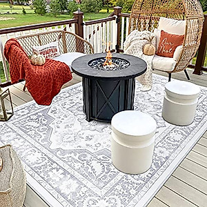 Topotdor Machine Washable Area Rug 5x7 Large Ultra-Thin Vintage Area Rugs with Non-Slip Backing, Gray Distressed Carpet Foldable Rugs for Kitchen Living Room Bedroom Dining Room