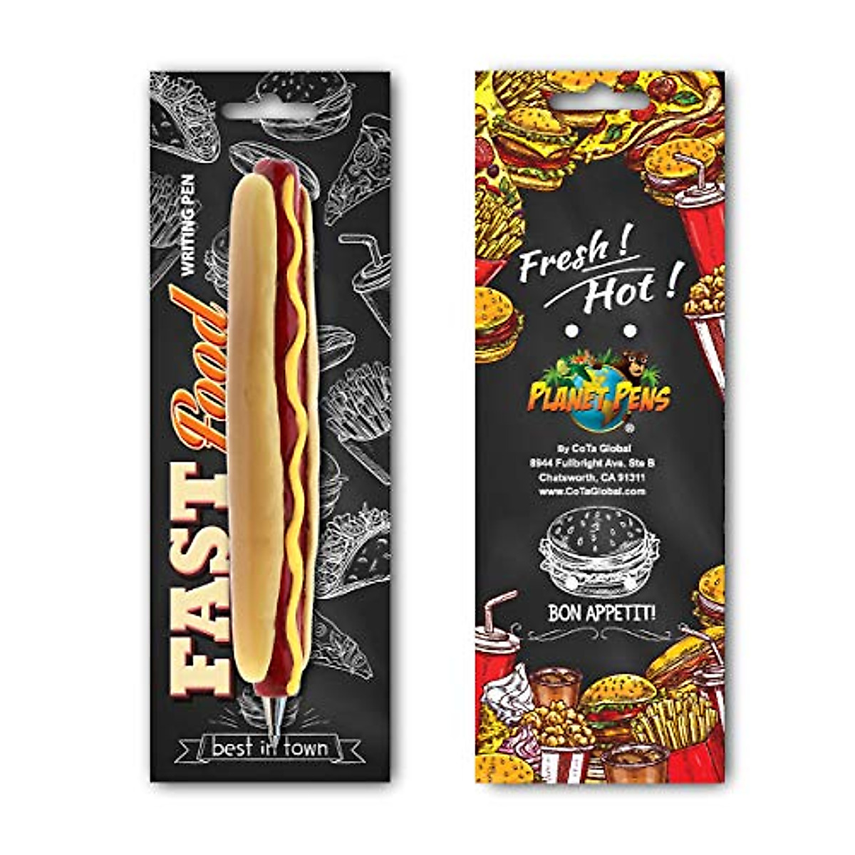 Planet Pens Hotdog Novelty Pen - Cool, Fun, Unique Kids & Adults Office Supplies Ballpoint Pen, Colorful Fast Food Writing Pen Instrument For School and Office