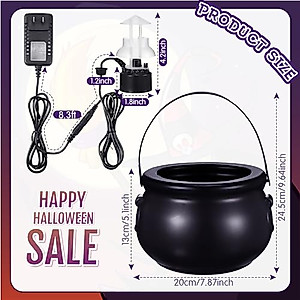 Libima Halloween Cauldron Mister 12 LED Fogger Mist Maker Witches Cauldron Witch Jar Atomizer Lamp Punch Bowl Candy Fire Flame Bucket Fogger Misting Cauldron Halloween Home Outdoor Party Decorations