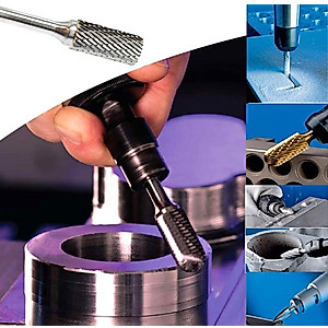 Carbide Burrs 4pcs 12mm Dia 1/4" Shank Single Cut Tungsten Carbide Rotary File Cutting Burs Tool Rotary Drill Die Grinder Bits (4x1/4)