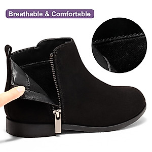 Harvest Land Girl Boots Kids Ankle Boots Warm Side Zipper Boots Low heel Short Booties Winter Snow Boots Anti-Slip Outdoor Shoes for Little Kids/Big Kids Black US2