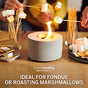 HomeBuddy Table Top Fire Pit Bowl - Tabletop Fire Pit, Long Burning Mini Fire Pit, Indoor Fireplace for Patio - Tabletop Fireplace - Fire Bowl with 50pcs. Marshmallow Sticks and Extinguisher Gray