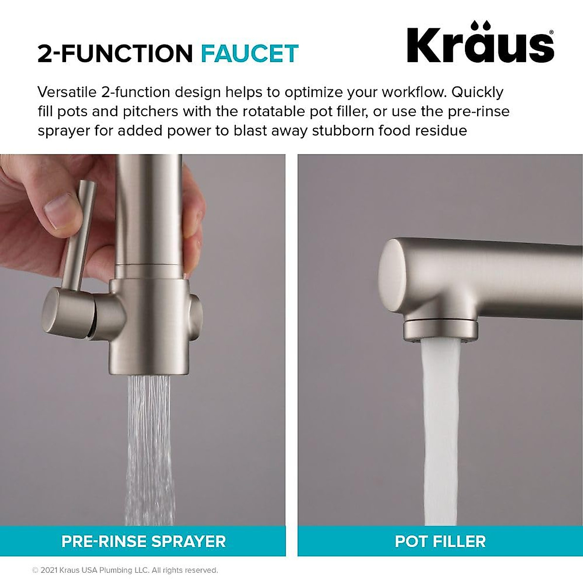 KRAUS Artec Pro Commercial Style Pre-Rinse Single Handle Kitchen Faucet with Pot Filler in Matte Black, KPF-1603MB