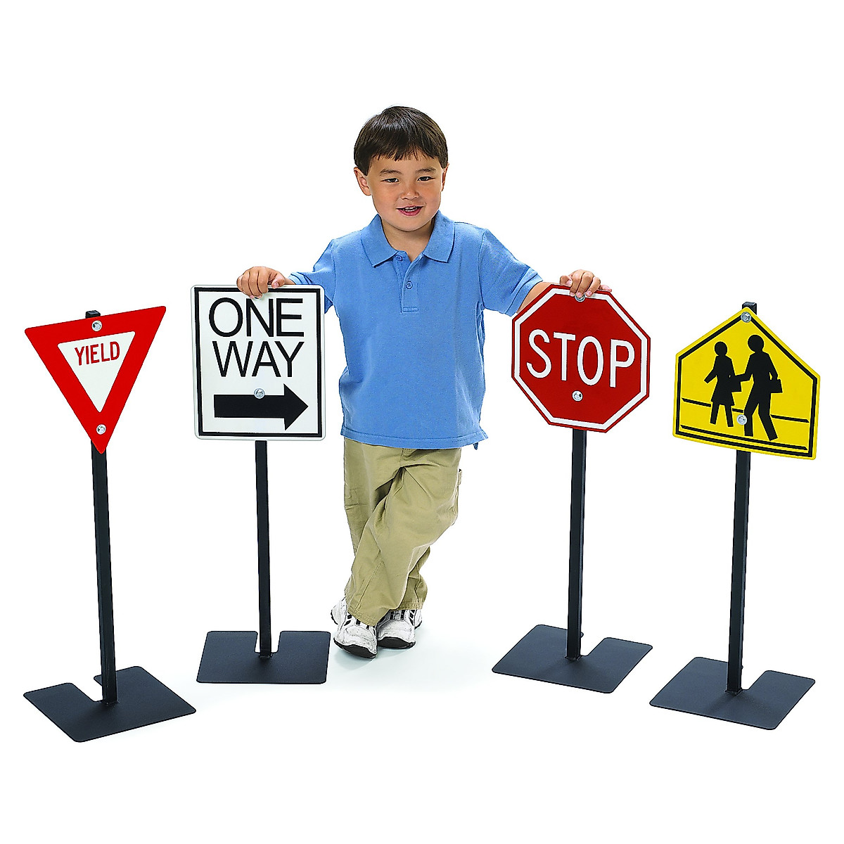 Children’s Factory Traffic Signs Set of 4, Outdoor Play Equipment for Daycare, Preschool, Playground, Kids Playhouse