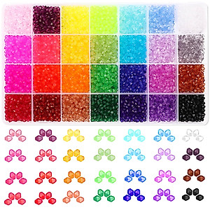 Paxcoo 5600Pcs Crystal Beads for Jewelry Making, Tiny Crystal Acrylic Beads Faceted Jewelry Beads Bicone Gem Beads Jewel for Jewelry Making (4 MM)