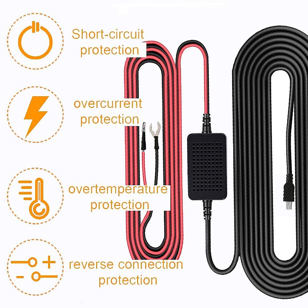 Skyview Dash-Cam-Hardwire-Kit Dash-Cam-Charger Dash-Cam-Hardwire-Kit-Mini-USB Power-Charger-Battery-Converter-Output 5V2A Adapter-for-Mirror-Front-and-Rear-Hidden-Spy-Car-Camera-Dash-Cams