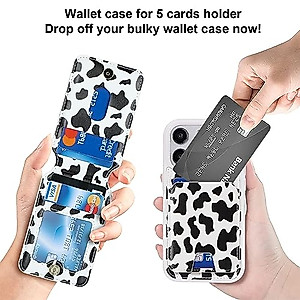 Ｈａｖａｙａ for iPhone 13 Pro Max Case with Card Holder iPhone 12 Pro Max Case Magsafe Compatible magsafe Wallet Detachable 2-in-1 for Women and Men-Cow Print Black