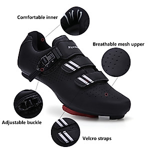 Mens Womens Cycling Shoes Compatible with Pelaton Bike Shoes Road Bike Shoes Riding Bicycle Pre-installed with Delta Cleats Clip Indoor Outdoor Pedal Size 7 Black