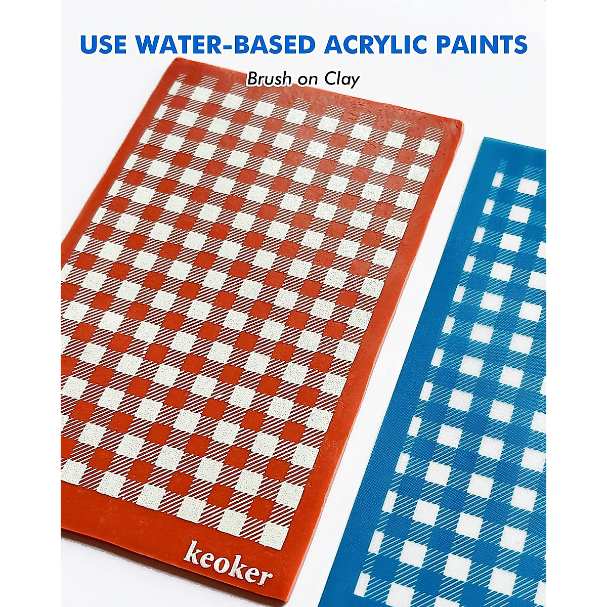 KEOKER Buffalo Plaid Silk Screen for Polymer Clay, Checker Silk Screen Stencils for Polymer Clay, Printing on Clay & Other Jewelry Clay Earrings Decoration, Each 6" X 3.8" (Buffalo Plaid)