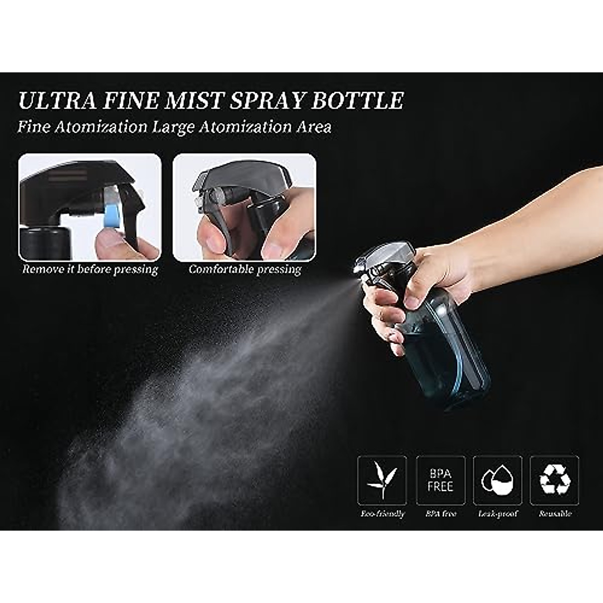 Yebeauty Plant Mister Spray Bottle, 2Pcs 17oz 500ml Fine Mist Plant Atomizer Watering Sprayer Bottle for Gardening Cleaning Solution with Top Pump Trigger Water, Clear Blue