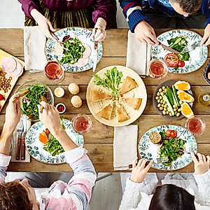 TWOWYHI 50PCS Eucalyptus Sage Green Paper Plates 10" X 12" Oval Plates Disposable Large Party Plates Green Floral Paper Plates Dinner Plates for Wedding Bridal Shower Tableware Decor