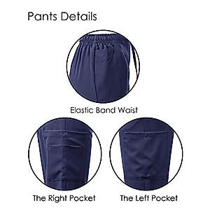 Dagacci Medical Uniform Women's Scrub Set 4-Way Stretch Y-Neck Stitch Tape Top and Pants (Navy Blue, Large)