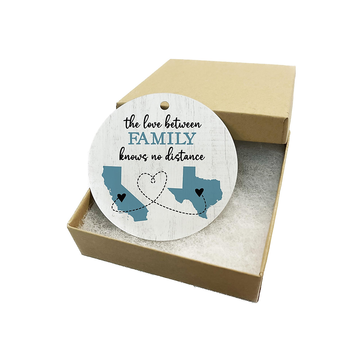 CANARY ROAD Two State Long Distance Family Ornament | State to State Christmas Gift | Personalized Christmas Ornament | Moving Away Gift | Mothers Day