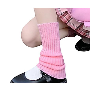 CHUNG Women Juniors Knitted Leg Warmers 16.5" Neon Party Dance Sports Fitness Accessory Pack of 1/2/3 (One Size, Light Pink)