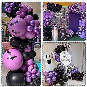 Purple and Black Balloons, 60 Packs 12 Inch Dark Purple Light Purple Black Balloons with Metallic Silver Confetti Latex Balloons for Halloween, Girls Women Birthday Wedding Party Decorations